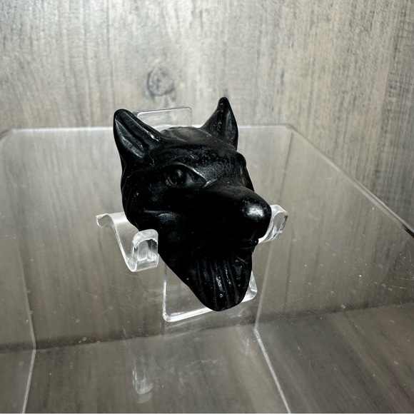 Accents | Black Obsidian Wolf Crystal Stone Carving Figurine Statue ...